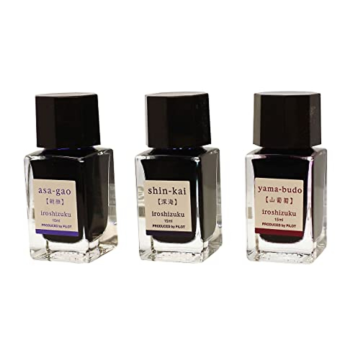 Pilot Iroshizuku Mini Fountain Pen Ink - 15 ml Bottle 3 Colors Set - AS/SNK/YB (Japan Import)