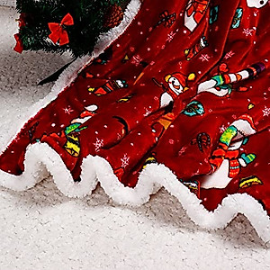Christmas Blanket,Sherpa Blanket,Red Throw Blanket for Couch,Weighted Soft Fleece Blanket,Gift for Kids Women,Breathable, Comfortable, Anti-Pilling, Machine Washable|50'' X 60''