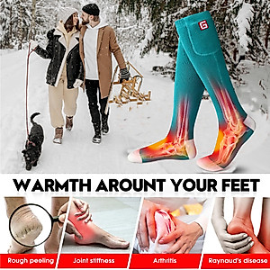 Electric Heated Socks Rechargebale Battery Powered Heating Socks for Men Women,Winter Thermal Insulated Thick Sox Kit for Chronically Cold Feet,Novelty Sports Hunting Hiking Skiing Foot Warmer Socks