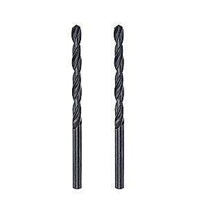uxcell 6542 High Speed Steel Straight Shank Twist Drill Bit, Fully Ground Black Oxide Drill Bits 4.8mm Drill Diameter 85mm Total Length 2 Pcs