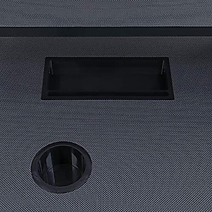 OSP HOME FURNISHINGS Furniture Adaptor 63 Inch Gaming Desk with RGB LED Lights and Smart Power Hub, Matte Black.