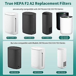 FCFMY 4 Packs F2 A2 True HEPA Replacement Filter Compatible with 3M Filtrete Room Air Cleaner Purifier Models FAP-C02-A2 FAP-C03-A2 FAP-T03-A2 FAP-C02WA-G2 FAP-C03BA-G2 FAP-T03BA-G2 FAP-SC02N