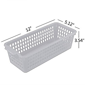 EudokkyNA Clear Slim Storage Baskets, Plastic Small Organizing Bin Set of 6