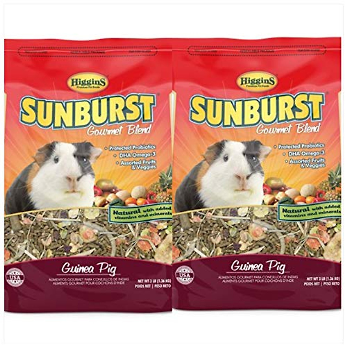 Higgins 2 Pack Sunburst Gourmet Guinea Pig Food. 6 Pounds Total.