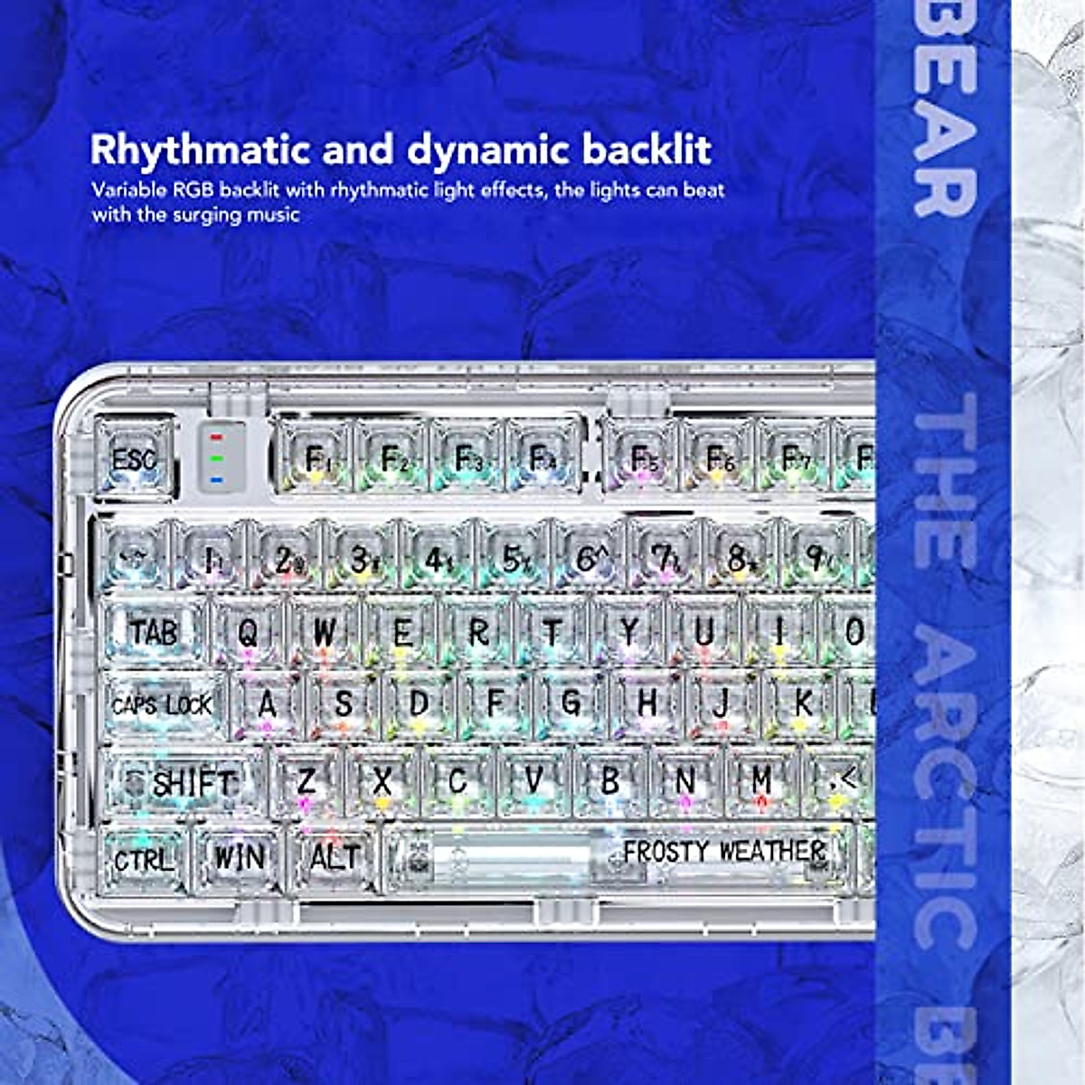 GOWENIC 80 Keys Hot Swappable Mechanical Keyboard, Mechanical Gaming Keyboard RGB Backlit, 3 Mode Gaming Keyboard with Transparent Keycaps, 2.4G BT USB C Wired