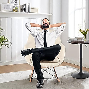 TUOMUR Modern Rocking Chair Nursery, Teddy Fabric Upholstered Glider Rocker with High Backrest and Armrests, Nursing Chair, Comfy Glider Chair for Living Room, Bedroom, Offices, Ivory