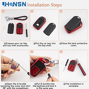 UHONSN Accessories for Honda Key Fob Cover Accord Civic Soft TPU Keys Full Covers Protector Case Pilot Odyssey Keychain Cute Girly Black & Red