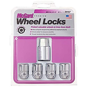 MCGARD 24157 Chrome Cone Seat Wheel Locks (M12 x 1.5 Thread Size) - 4 Locks / 1 Key