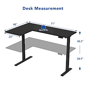 FLEXISPOT L Shaped Standing Desk 71 x 48 Inch Dual Motor Computer Electric Corner Desk Sit Stand Up Desk Height Adjustable Desk Home Office Table with Splice Board, Black