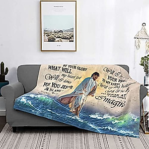 TRUDAY Jesus Christ Blanket Christian Religious Throw Faith Inspirational Gifts for Women Men Warm Soft Plush Lightweight Fleece Flannel Winter Bedding Kids 40''x50''