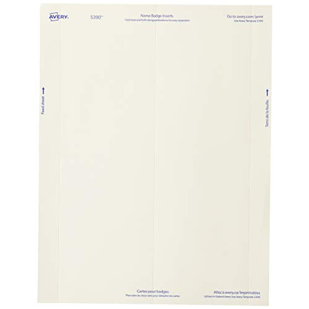 Avery Name Badge Inserts, Print or Write, 2-1/4 Inch x 3-1/2 Inch, 400 Card Stock Refills (5390), White