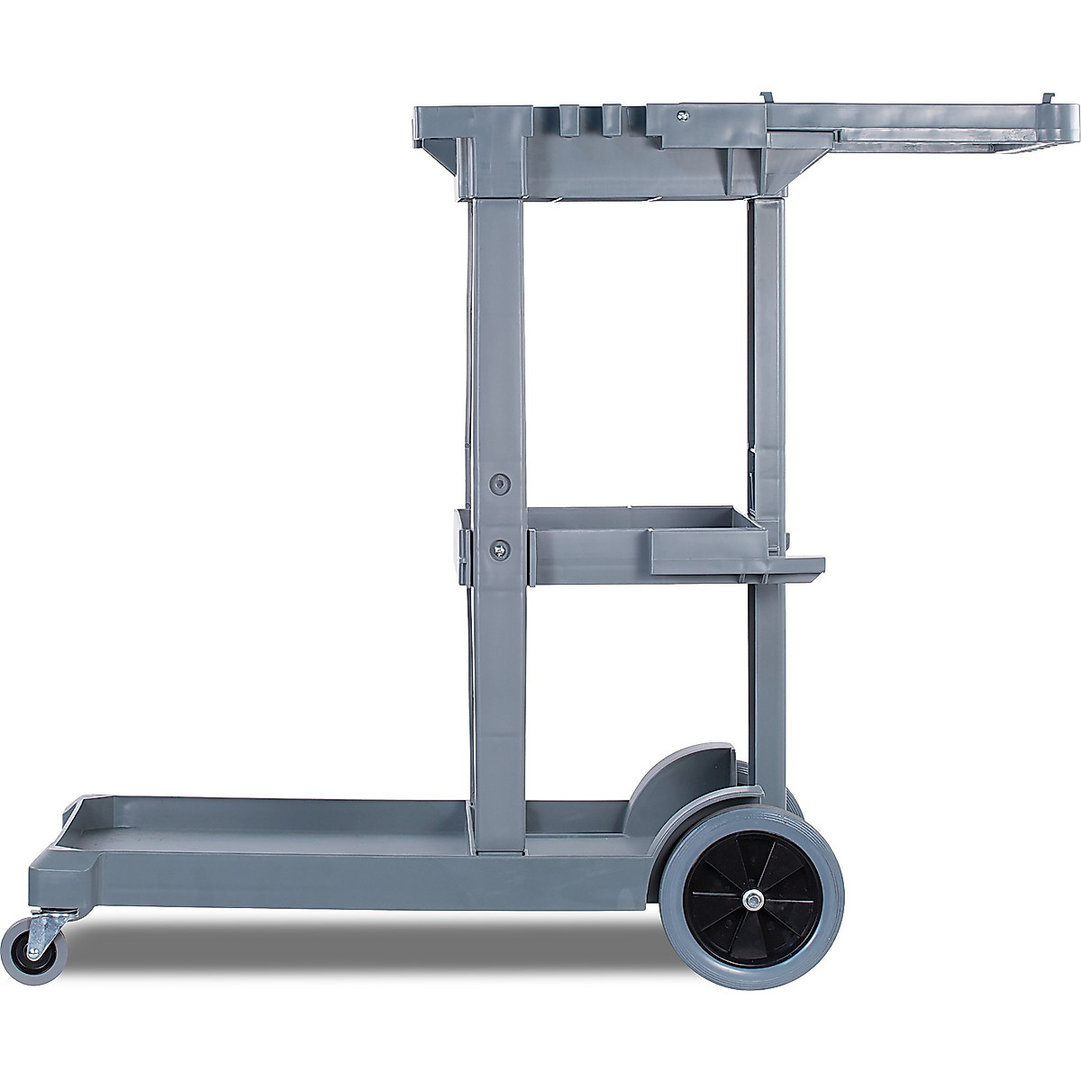Carlisle FoodService Products Plastic Short Platform Janitorial Cart, 300 lbs Capacity, 45" x 19" x 39", Gray