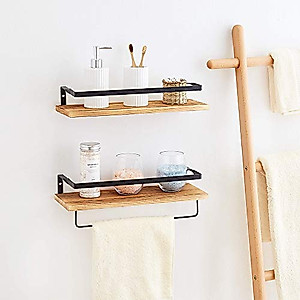 Coral Flower Floating Wall Mounted Shelves for Kitchen, Bathroom,Set of 2, 16.10inch, Brown