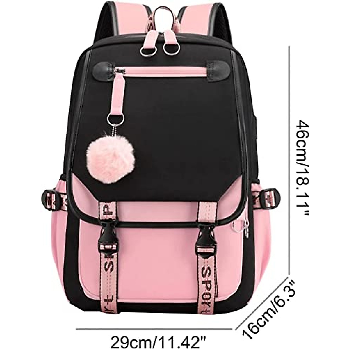 Kaeosroa Kawaii Backpack for School Teen Girls,Cute Travel Daypack Fits 15.6 Inch Laptop Backpack with USB Charging Port Headphone Jack,College School Backpack for Women (color1)