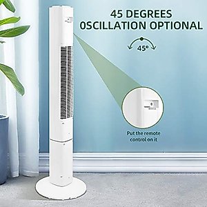 Kismile 36'' Tower Fan with Remote, Oscillating Quiet Cooling Fan, Bladeless Standing Fan with 3 Modes, Built-in Timer, LCD Display for Home/Office (White, 36 Inch) (47 inch, White)