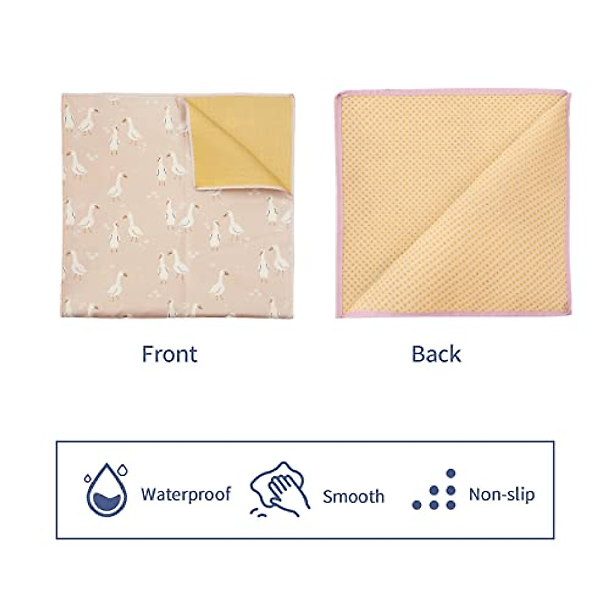 Splat Mat for Under High Chair/Arts/Crafts, Washable Baby Spill Mat Waterproof Anti-Slip Floor Splash Mat, Portable Baby Play Mat and Table Cloth (Goose, 43"x 43")