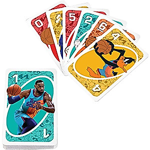Mattel Games UNO Space Jam: A New Legacy Themed Card Game Featuring 112 Cards with Movie Graphics, Kid, Movie & Sports Fan Gift Ages 7 Years & Older.