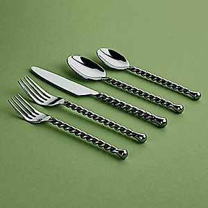 Gourmet Settings 20-Piece Silverware Silver Tear Collection Polished Stainless Steel Flatware Sets, Service for 4