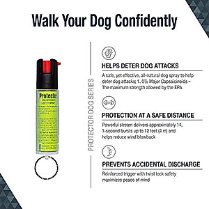 SABRE RED SABRE Protector Dog Spray with Key Ring, 14 Bursts, 12-Foot (4-Meter) Range, Humane Dog Attack Deterrent, Maximum Strength Allowed By EPA
