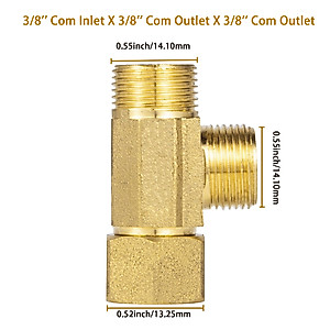 Breezliy Lead-Free Brass Angle Stop Add-A-Tee Valve,3/8-Inch Compression Inlet X 3/8-Inch Compression Outlet X 3/8-Inch Compression Outlet 2 Pack