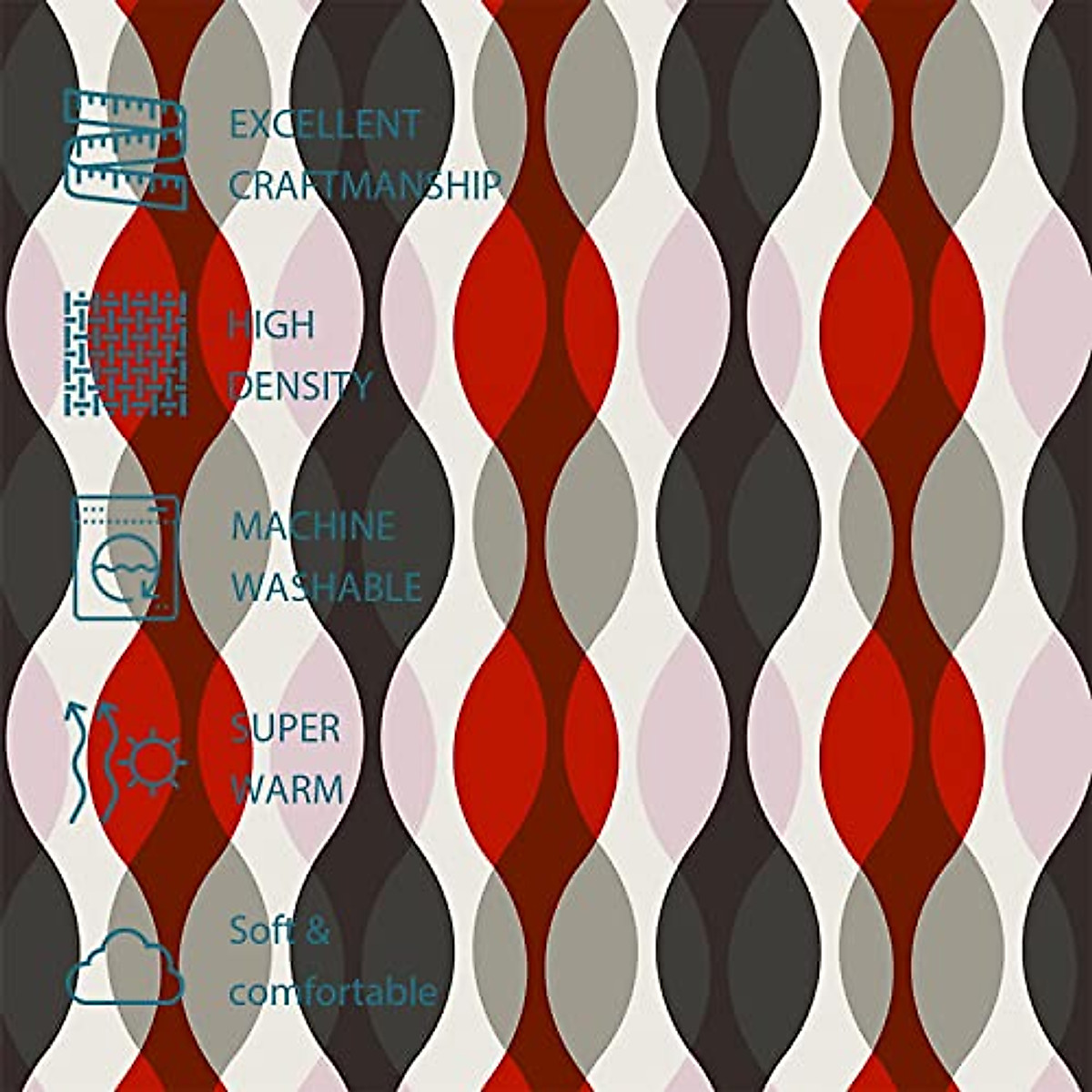 Prime-Home Blanket Fleece Blanket Throw, Geometric Texture Blanket Plush Fleece Throw Blanket Lightweight Blanket Soft Flannel Blankets, Fuzzy Blanket Throw 40x50 Water Drop Texture Red and Gray