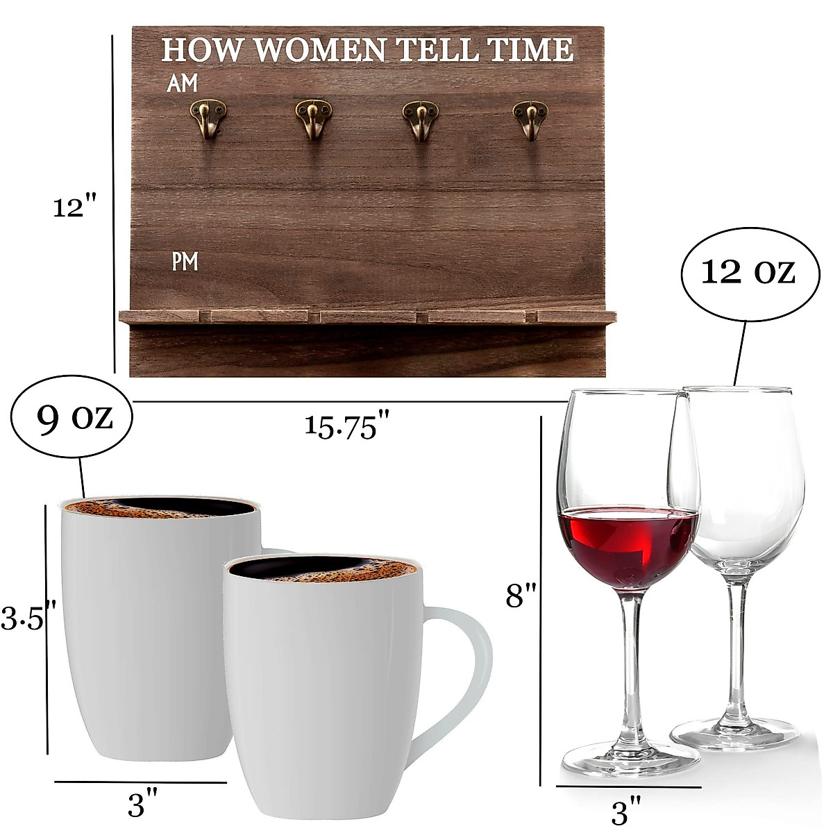 Mothers Day Gifts for Women - Unique Funny Wine Gift for Mom - Great Gift Idea for Moms, Sister, Wife, Aunt, Mother in law - Womans Birthday Presents - Includes 4 Wine Glasses and 4 Coffee mugs