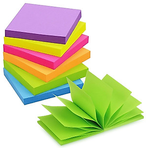 Pop Up Sticky Notes 3x3 inch Bright Colors Self-Stick Pads 12 Pads/Pack 100 Sheets/Pad Total 1200 Sheets