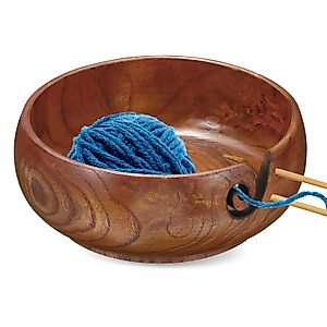 YOKIVE Wooden Yarn Bowls for Crochet Bamboo Yarn Knitting Bowl for Mother Grandma Women Lover, 7.1" x 3"