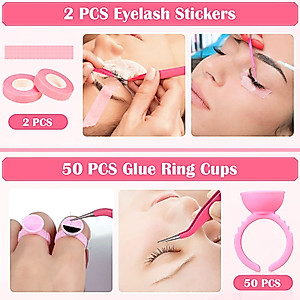 Modacraft Eyelash Extension Supplies Kit for Beginners with USB Air Conditioning Blower 2 Lash Tweezers, 100 Mascara Brushes, 50 Micro Applicators 50 Ring Cup Holders, 2 Tapes 10 Eye Gel Pads