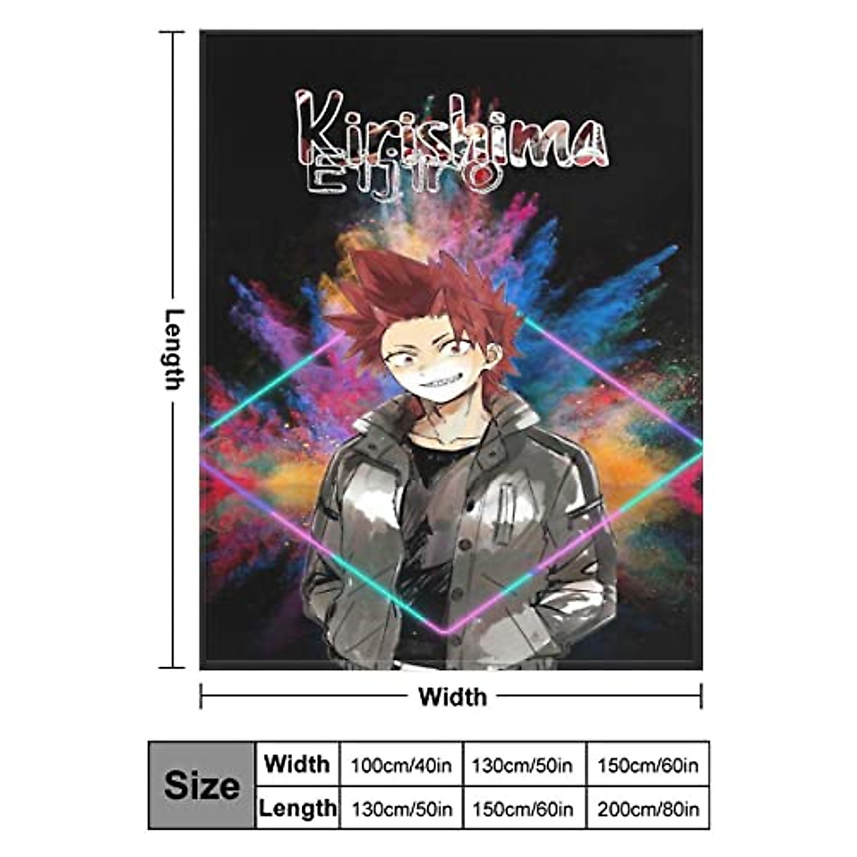 My Hero Academia Blanket Eijiro Kirishima Handsome Blankets and Throws Hypoallergenic Cartoon Blankets and Throws for Camping Outdoor Car Farmhouse 60x50 in