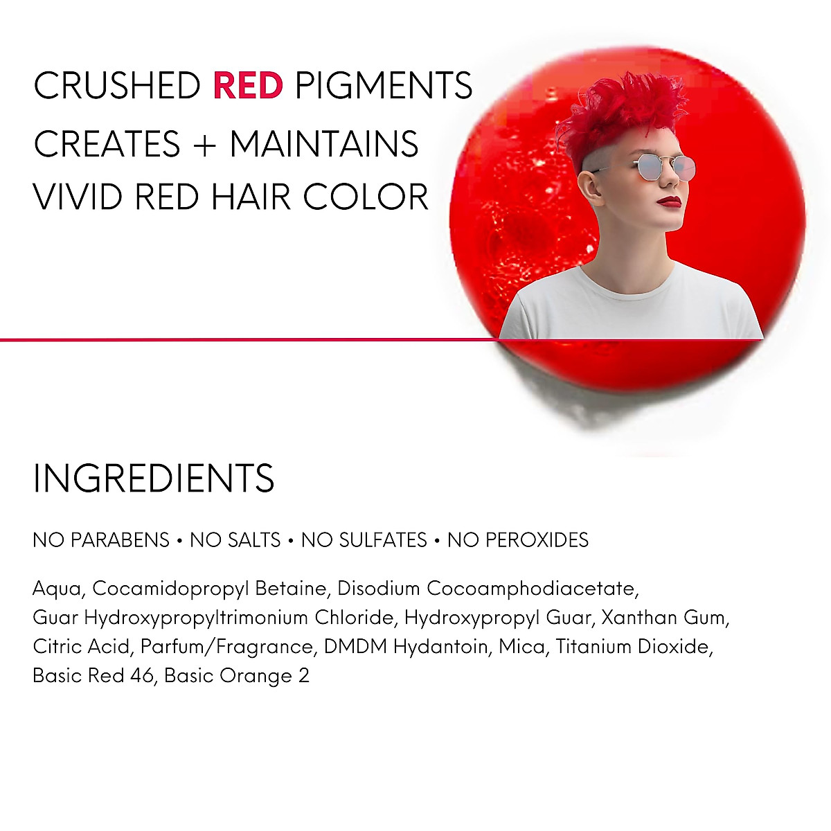 Watercolors INTENSE Semi Permanent Color Depositing Shampoo. Sulfate & Paraben Free to Maintain & Enhance Hair Color 8.5 oz - RED (1 Count)