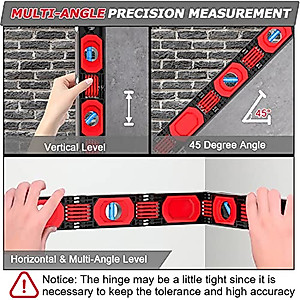 Weton Multi-function Foldable Level, 24 Inch Multi-Angle Measurement Woodworking Tools with Easy-Read Level Bubbles, Precise Leveling for Various Corners Stairs, Carpenters,Woodworkers