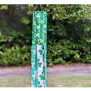 Madrona Brands St. Patricks Day Windsock | Four Leaf Clover Shamrock | Durable Outdoor Hanging Decoration | Yard, Garden, Patio | 60-Inch