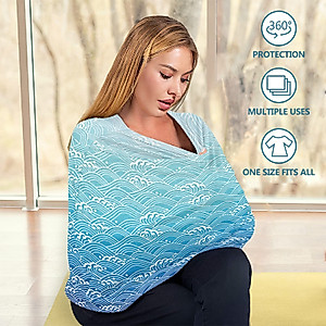 Nursing Cover Breastfeeding Scarf Ocean Wave - Baby Car Seat Covers, Infant Stroller Cover, Carseat Canopy(913h)
