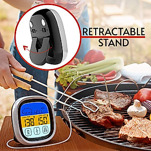 Digital Meat Thermometer for Cooking – Precise Meat Thermometer with Probe & Timer Alarm – Instant Meat Thermometer with 6 Cooking Pre-Set Settings & Auto Shutoff for Grilling Baking & Barbecues