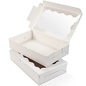 BILLIOTEAM 30 Pack White Kraft Cookie Box with Clear Window,Premium Small Paper Gift Box Container for Dessert Pastry Candy Packaging,Wedding,Party,Christmas,Birthday,Baby Shower(7" x 4 3/8" x 1 1/2")