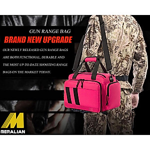 MERALIAN Range Bag - Tactical Gun Bag for Handguns, Pistols and Ammo. Padded Shooting Duffle Bag for Hunting. (Pink)