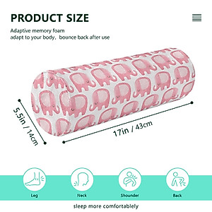 Vnurnrn Pink Cartoon Elephant Neck Support Pillow Round Neck Roll Bolster Cylinder Pillow Cervical Pillows Bolster Pillow for Leg Knee Back Head Support for Study Work Men Women