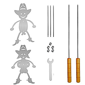 RICHERI 2 sets of marshmallow Grill Sticks, Stainless Steel Grill forks for men and women with hats, hot dog Stand Bonfire Party Family and friends Party Barbecue Forks