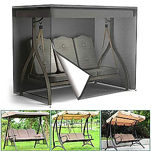 BullStar Patio Swing Chair Cover 3 Triple Seater Outdoor Hammock Cover Waterproof Windproof Furniture Protector 87 Inch LX67 Inch HX50 Inch W,Beige