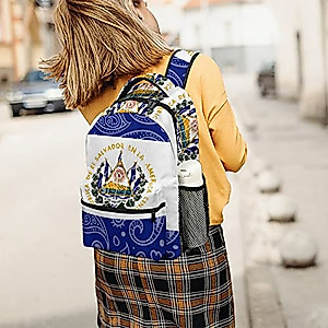 Paisley and El Salvador Flag Travel Backpack Lightweight Shoulder Bag Daypack for Work Office