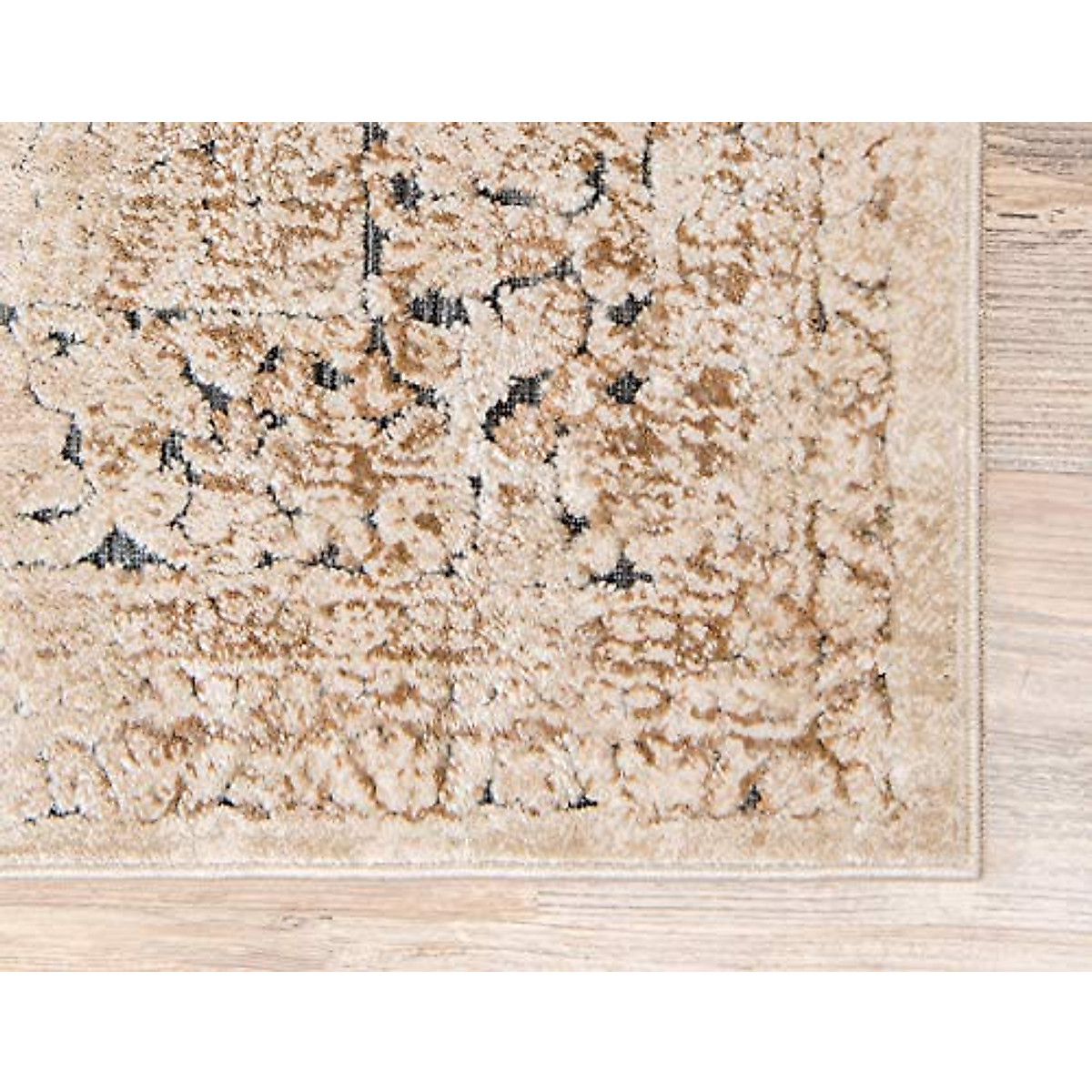 Unique Loom Chateau Collection Distressed, Textured, Vintage, Border, Rustic, Traditional Area Rug, 4 ft x 6 ft, Beige/Light Brown