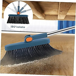 BUTIFULSIC 1 Set Folding Broom Set Dustpan Stand up Broom Cleaning Mop Push Broom Heavy Duty Floor Sweeper Broom with Dust Pan Angle Broom Foldable Broom Dust Pan Broom Blue Plastic