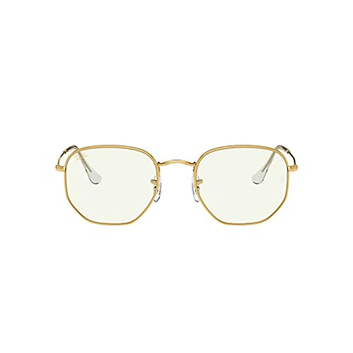 Ray-Ban RB3548 Hexagonal Glasses, Legend Gold/Clear Blue Light Filtering, 51 mm