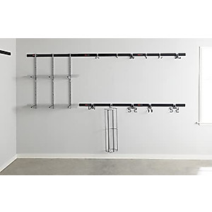 Rubbermaid FastTrack Garage Storage Bike Storage Kit, 3 Piece, All in One Rail Hook Kit Organizer, Heavy Duty Organization for Home/Garage/Wall/Shed