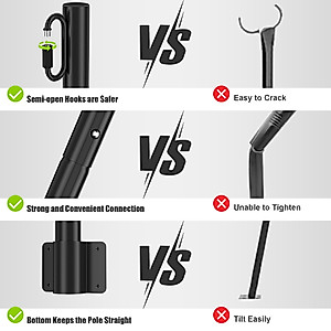 Suchtale 4 Pack 2.8 FT String Light Poles, Suspension Outdoor Fence Post Lights with Clip and Bracket, Outside String Lights Hanging, Wall Mounting Stand for Patio Garden Backyard Wedding Party, Black