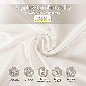 Vividmoo Silk Pillowcase for Hair and Skin 100% Natural Mulberry Silk Pillow Case 22 Momme Pillow Cover with Envelope Closure, Both Side Grade 6A Pure Silk Pillow Sham (White, Standard-1 Pack)