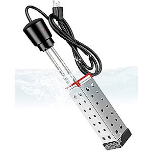Pool Water Heater Above Ground, Portable 1500W Immersion Water Heater with Stainless Steel Guard Cover and Suspension Head for Bathtub, Garden, Backyard