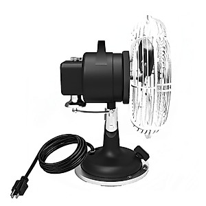 Modern Forms 9in Oscillating Plug-in Desk Fan with Three Speed Motor Control in Matte Black and Nickel Finish