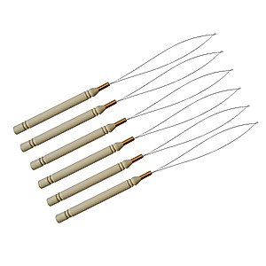6 Pcs Micro Rings Hair Extension Loop Needle Threader Wire Pulling Hook Bead Tool for Silicone Link Rings Beads and Feathers Extensions Loop Tools